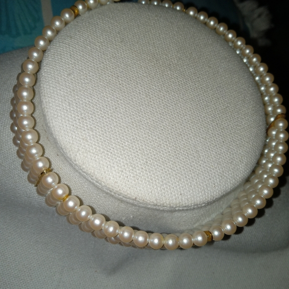 unknown | Jewelry | Vintage Faux Pearl Wrap Coaker Necklace 96s Era ...